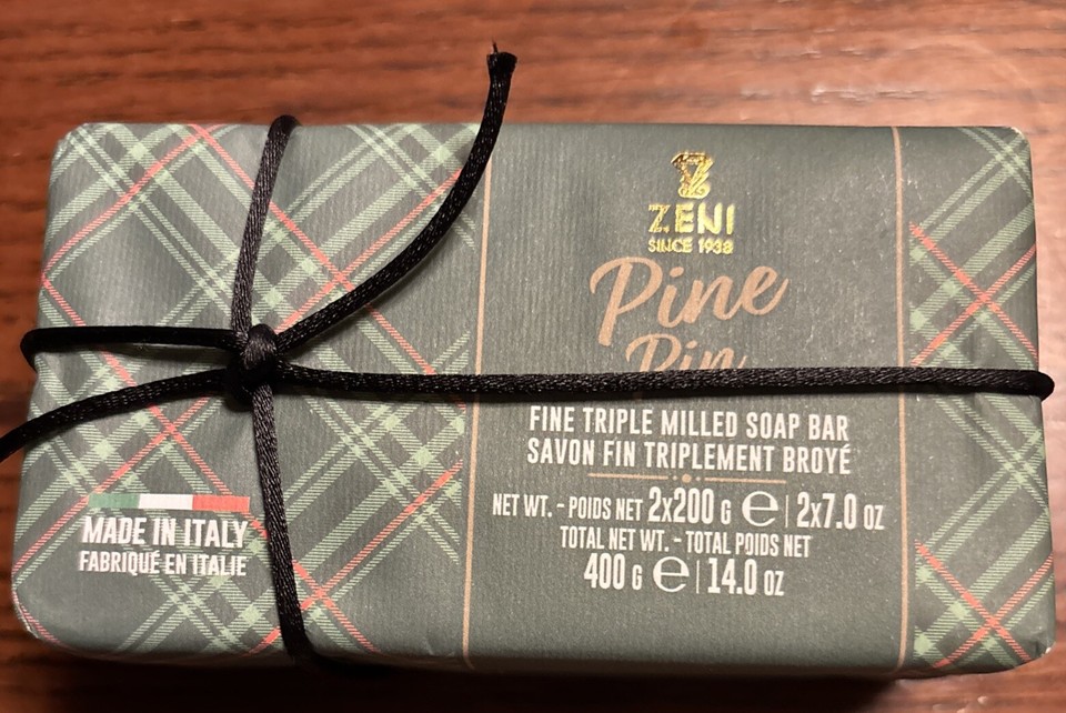 2 Brand NEW ZENI “PINE PIN” Triple Milled 14 oz Soap BARS ITALY Sealed ...