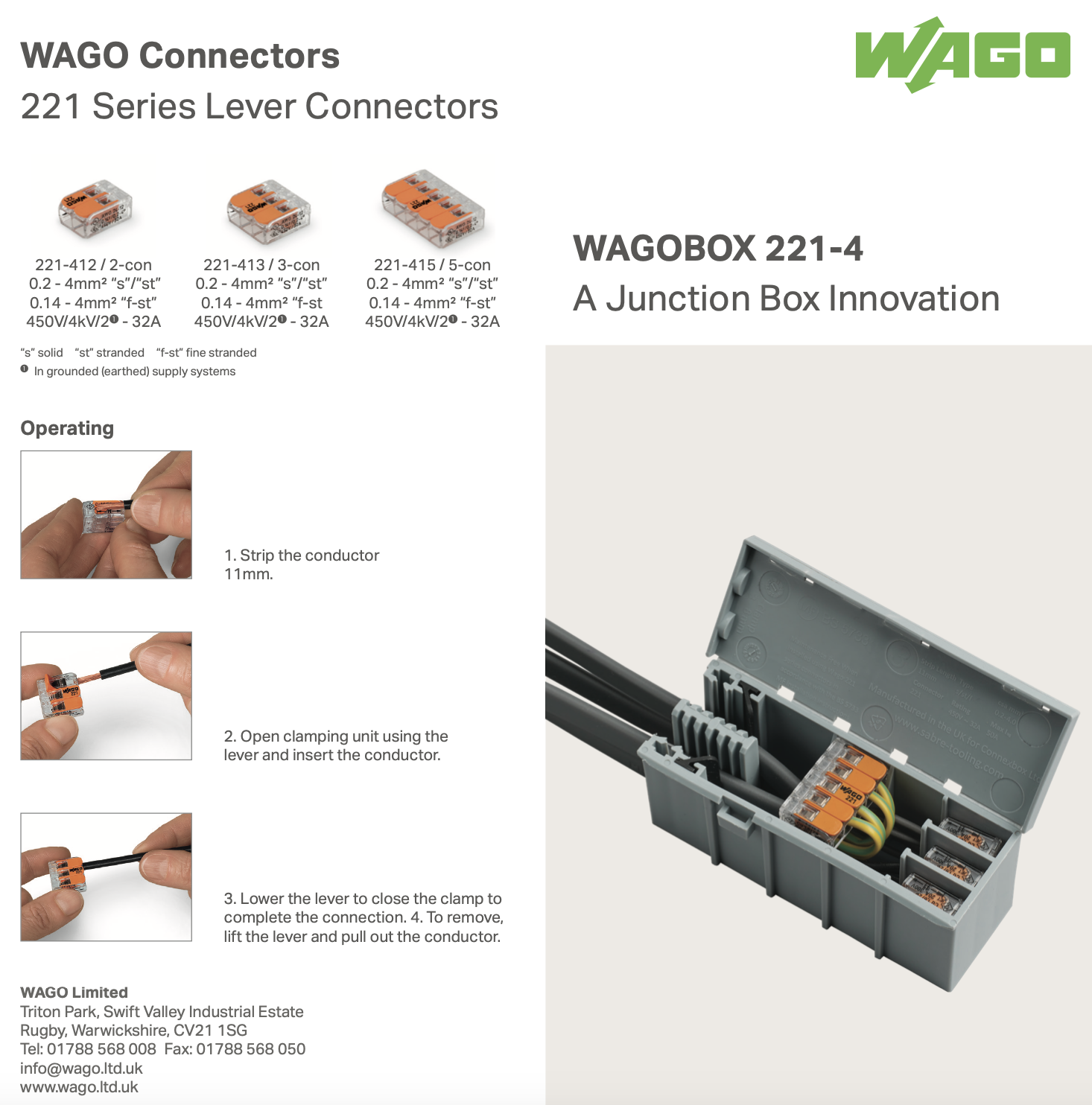 Wago Junction Box 221-4 Series | eBay UK