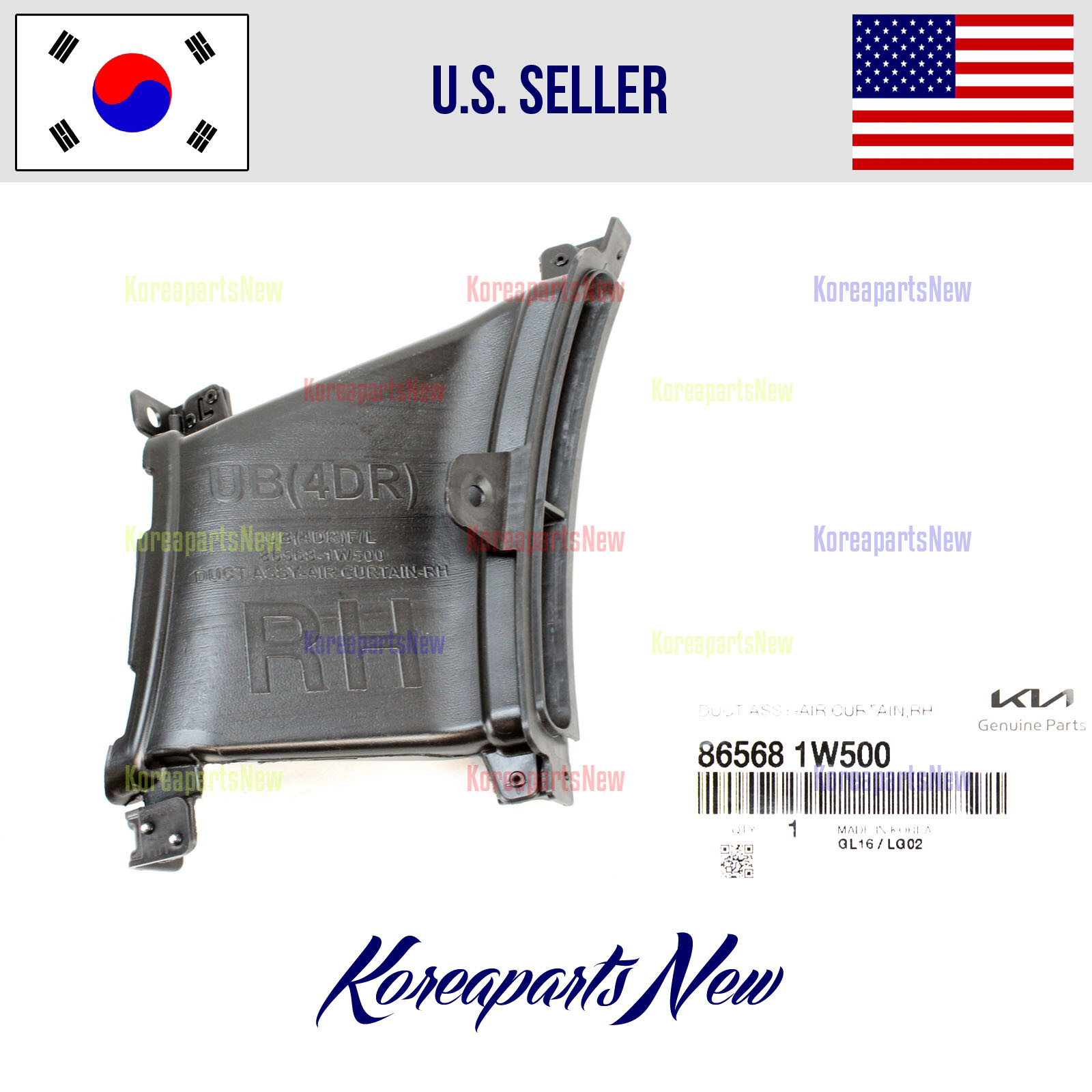 FRONT Bumper Duct Air Curtain Right PASSN 865681W500 ⭐OEM⭐ Kia Rio 4DR ...