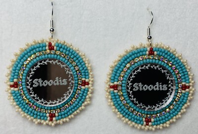 Native American Beaded Earrings Stoodis Turquoise Rhinestones | eBay