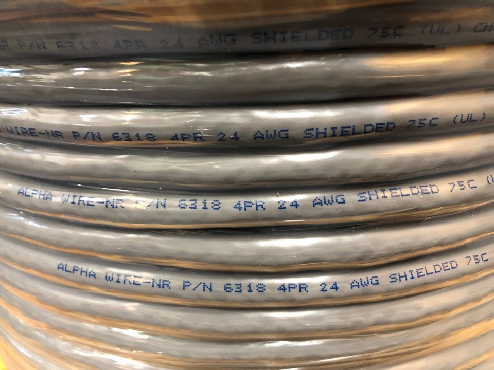 Alpha Wire 6318 Comm. & Control Cable 24 AWG 4 Pair Twisted Shielded ...
