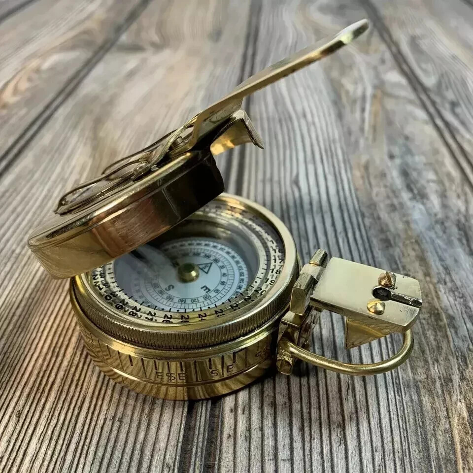 Vintage Polished Brass WWII Antique Working Military Pocket Compass ...