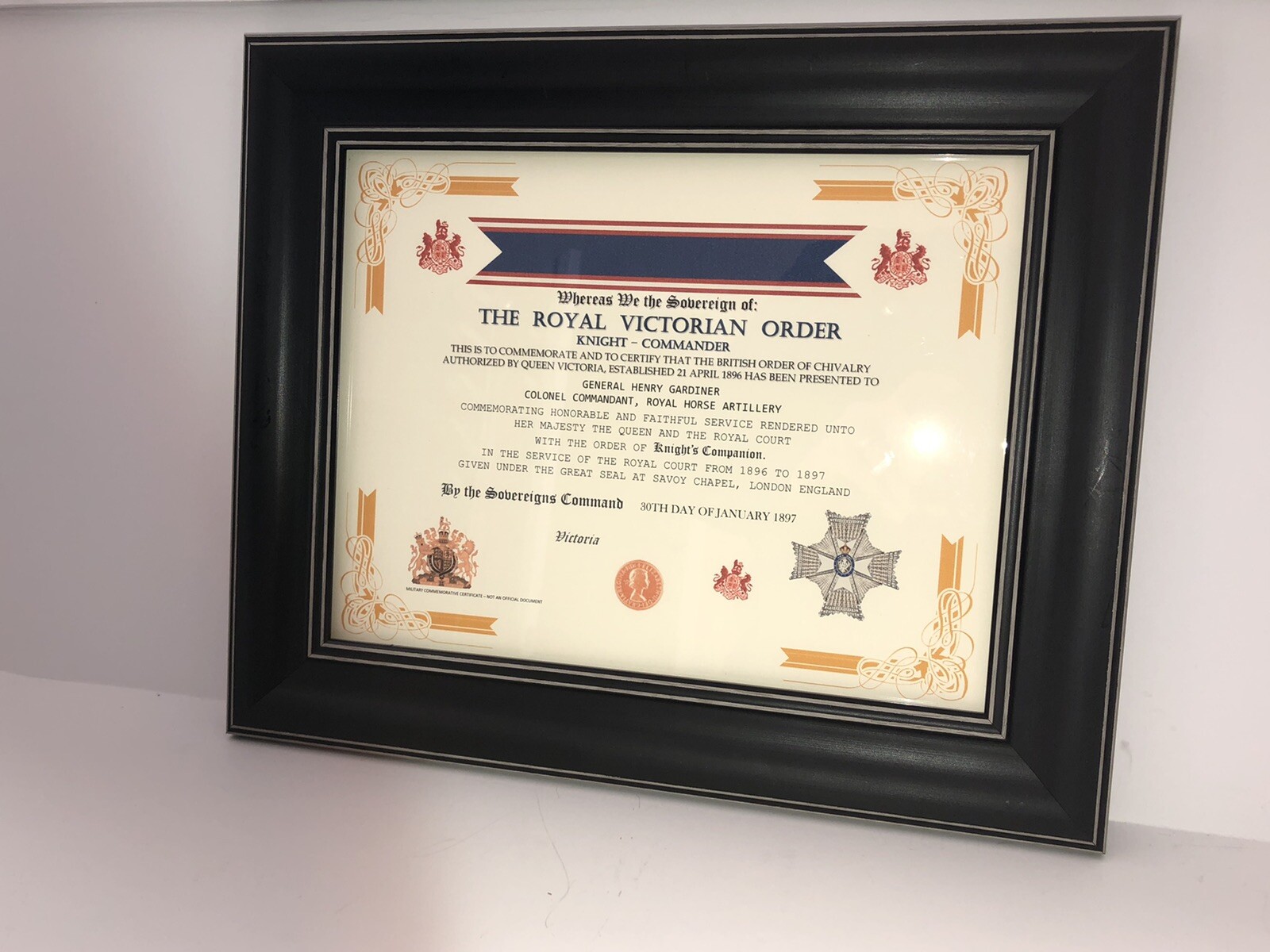 ROYAL VICTORIAN ORDER - KNIGHT COMMANDER [UK] COMMEMORATIVE CERTIFICATE ...