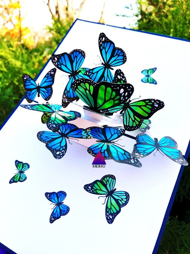 3D Pop Up Greeting Card Butterflies Handmade Birthday Thank You Mother ...