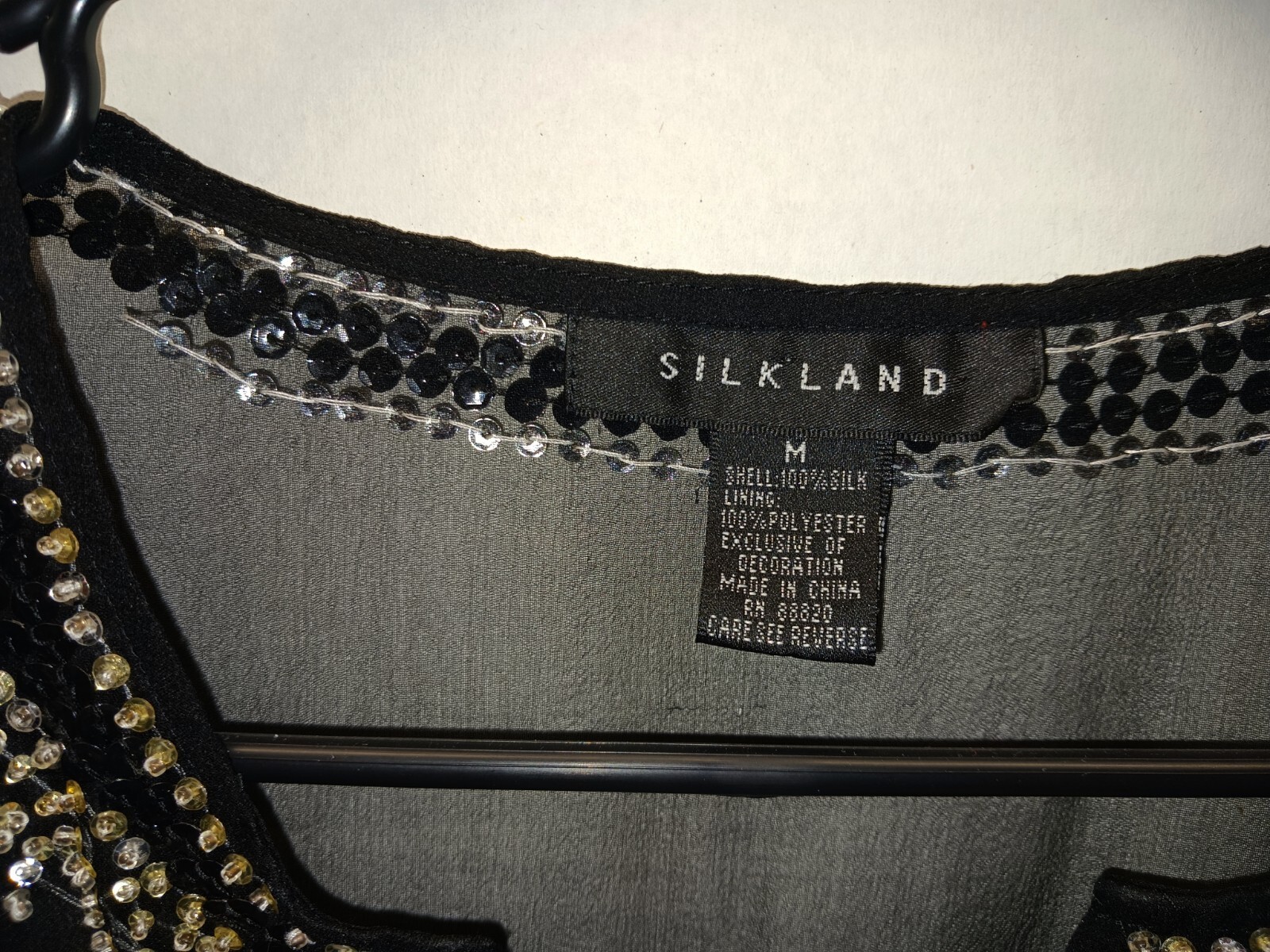 Vintage Y2K SILKLAND Embellished See-Through Silk Top… - Gem