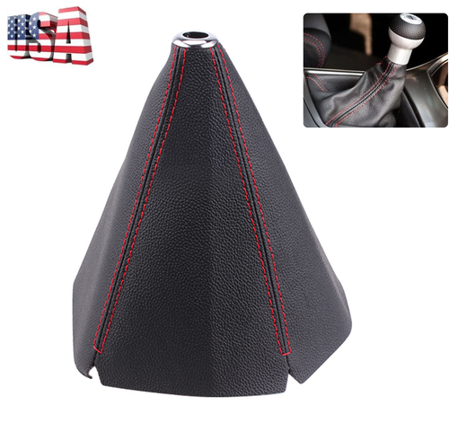 Universal Leather With Red Stitch Shift Knob Shifter Boot Cover For ...