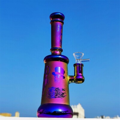 10 In Tinted Purple Skull Roses Pirates Hookah Glass Water Pipe Bong ...