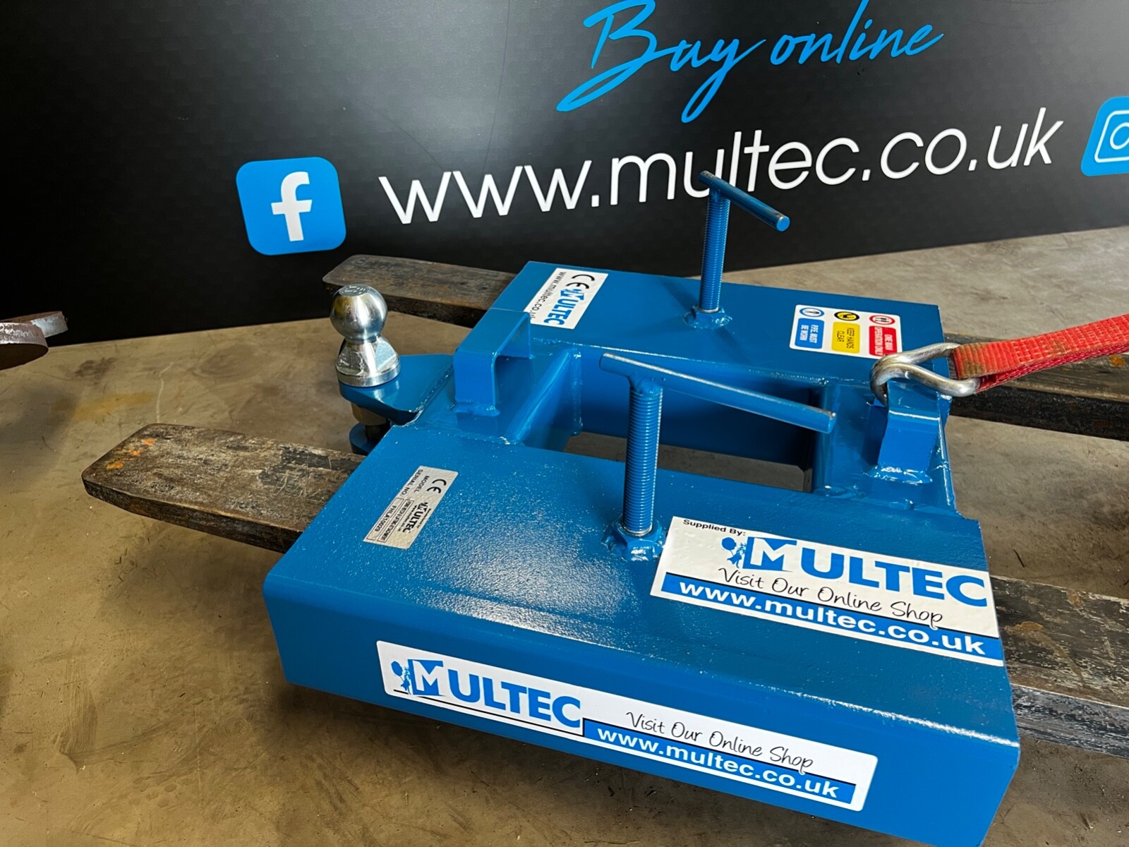 Double Fork Hitch Attach BLUE (Forklift Telehandler Front Loader ...