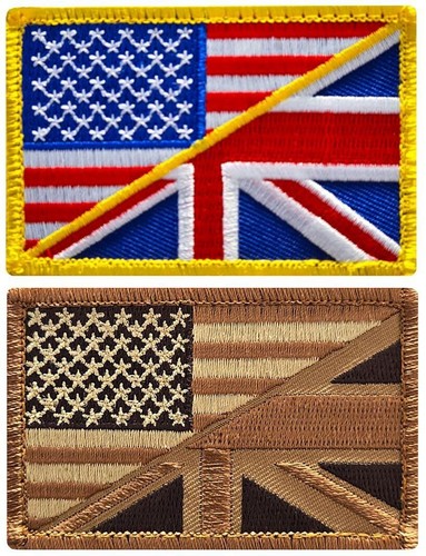 USA UK Flag British American Flag Subdued Morale Patch | 2PC HOOK BACKING 3"x2" | eBay