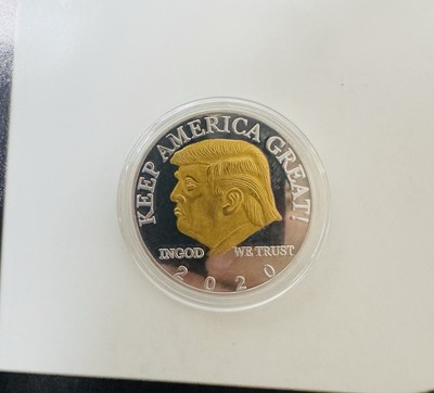 DONALD TRUMP COMMEMORATIVE 2020 , SILVER GOLD PLATED COIN “KEEP AMERICA ...