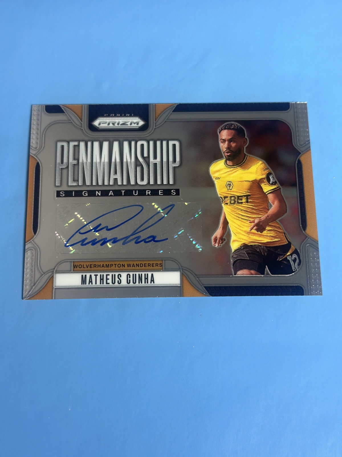 Matheus Cunha 2024 Prizm Premier League #P-MC Penmanship - Blue Shimmer ...