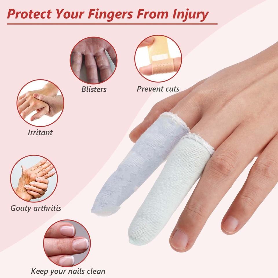 100 Pcs Finger Cots Cotton Material with Elasticity Finger Guards Hand ...