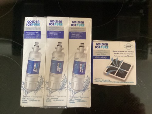 NEW 3 Pack of Golden IcePure RWF1200A Water Filters with ICP-AF004 Air ...