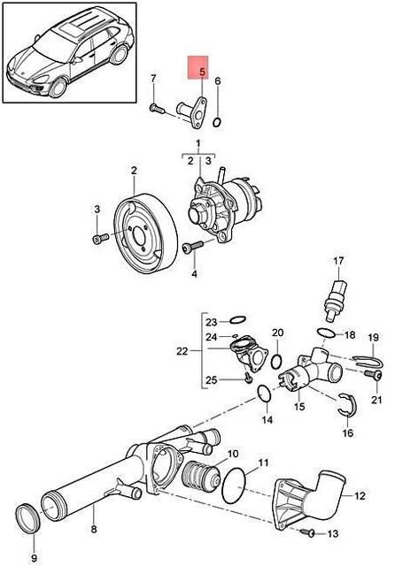 Genuine Porsche Cayenne 92a Water Pump Outlet Pipe 95510623100 for sale ...