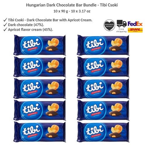 Hungarian Tibi Csoki - Dark Chocolate Bar Filled with Apricot Cream ...