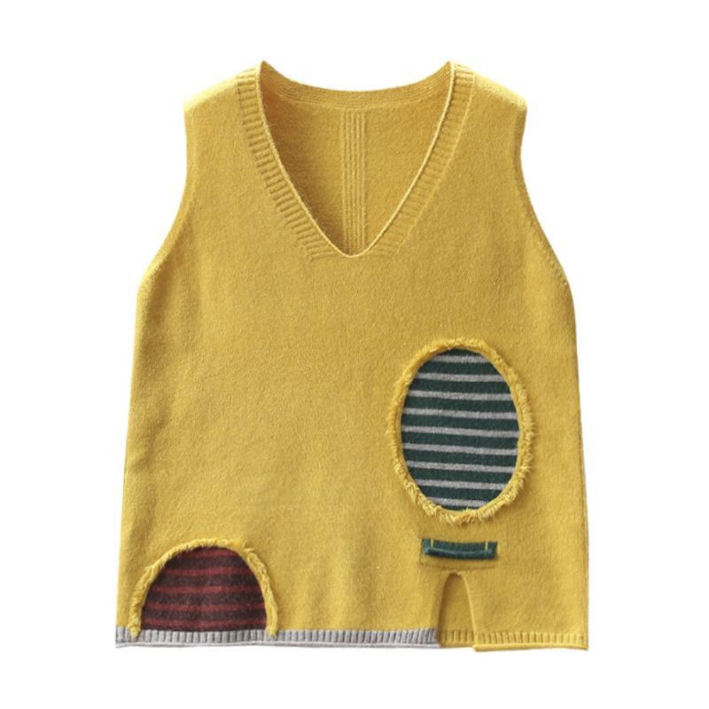Women Knitted Tank Tops Vest Waistcoat Knitwear Jumper Sweater Patch ...