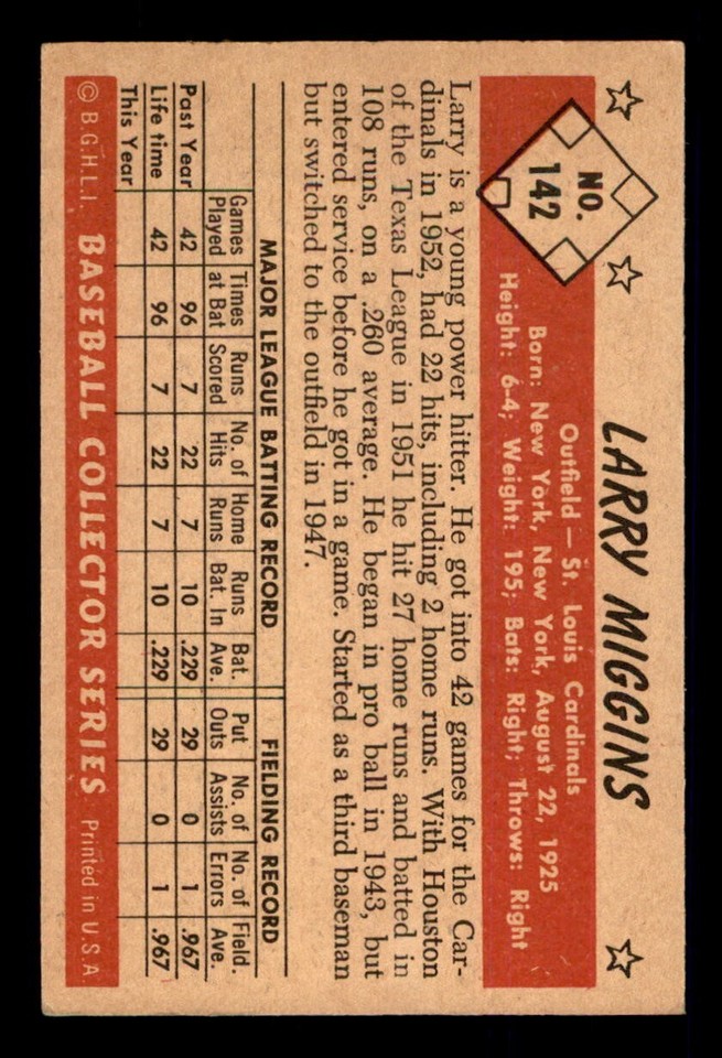 1953 Bowman Baseball #142 Larry Miggins EX *f1 | eBay