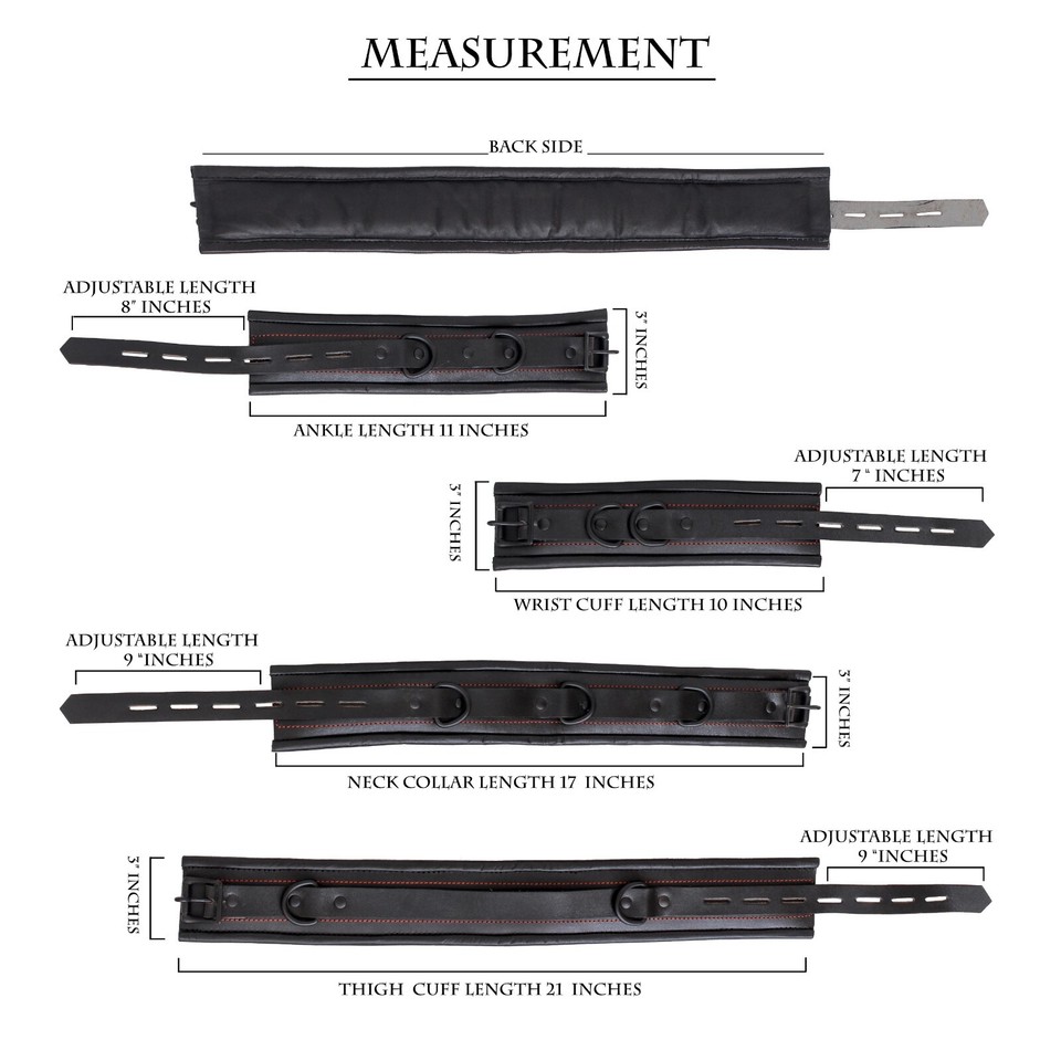 Real Cow Leather Wrist Ankle Thigh Cuffs Neck Collar Restraint Bondage ...