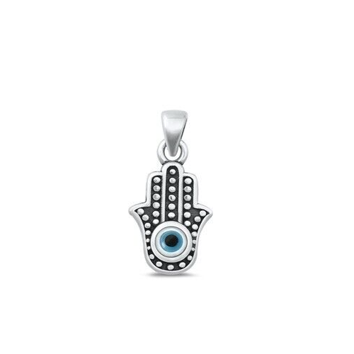 Hamsa & Evil Eye Pendant Genuine Sterling Silver 925 Oxidized Finish 12 mm Charm | eBay