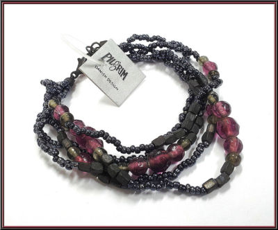 NEW vintage PILGRIM DENMARK BRACELET GREEN & BLACK BEADS HANDMADE ...