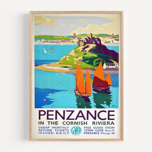 Frank Sherwin Penzance GWR c1930 Retro Vintage Poster Print | eBay ...