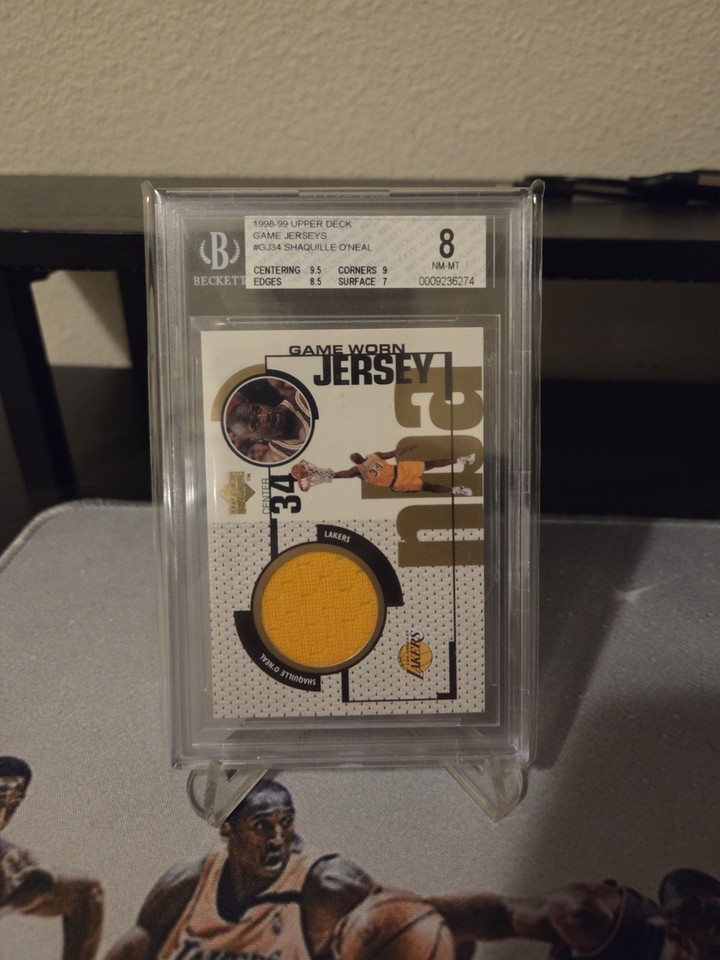 Shaquille O’Neal 1998 UD Game Jersey #GJ34 BGS 8 Game Worn Lakers ...