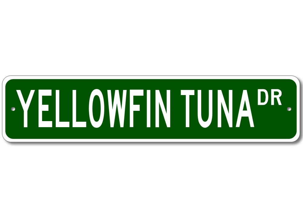 Yellowfin Tuna Fish Sign Metal Wall Decor Fishing Street Sign ...