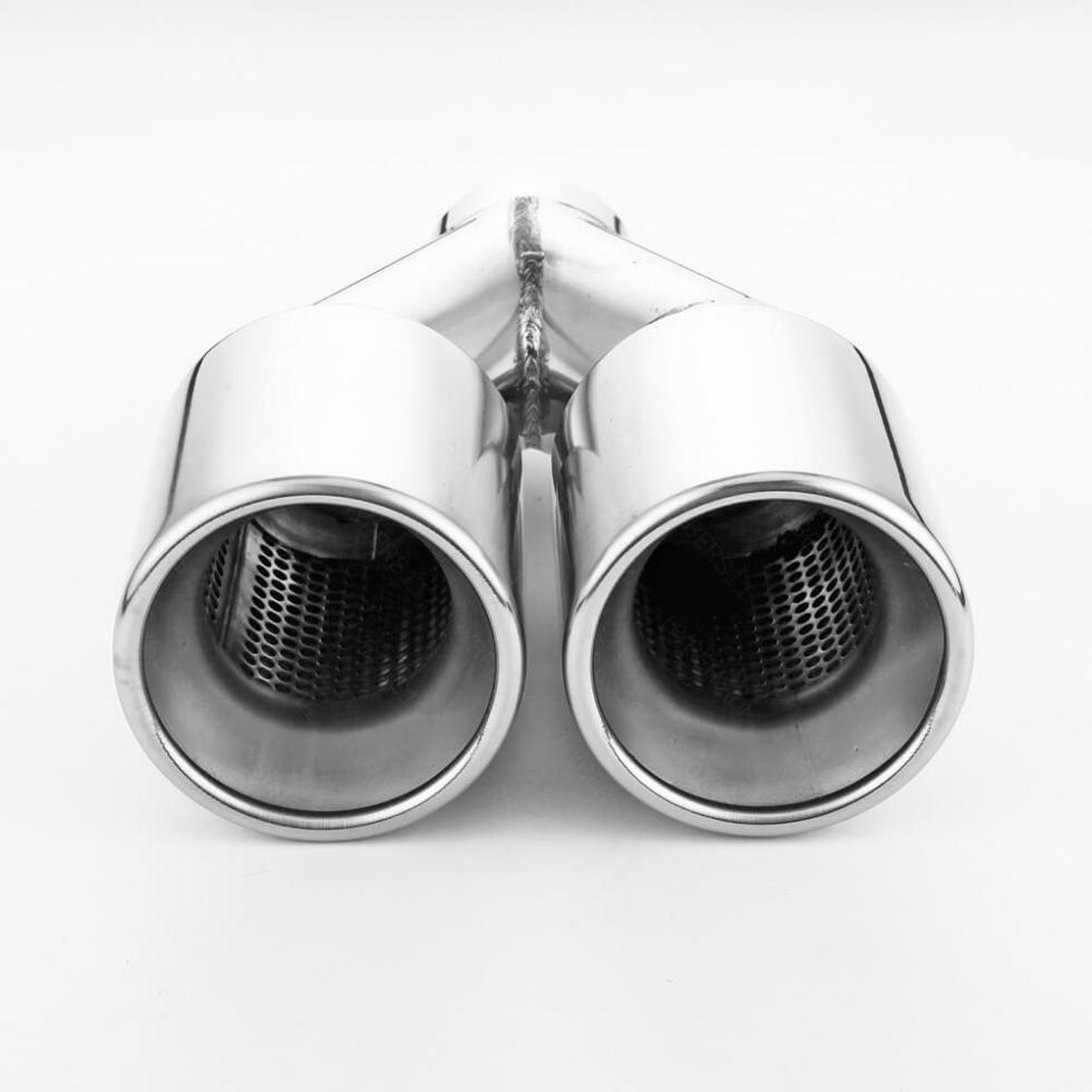 Pair Quad 3.5" Resonated Out Straight Cut Exhaust Tips 2.25" In ...