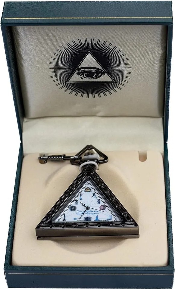 Men's Quartz Triangle Masonic Pocket Watch with box| Masonic Pocket ...