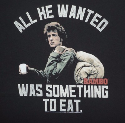 Rambo T-Shirt All He Wanted Was Something To Eat First Blood 80's Retro ...