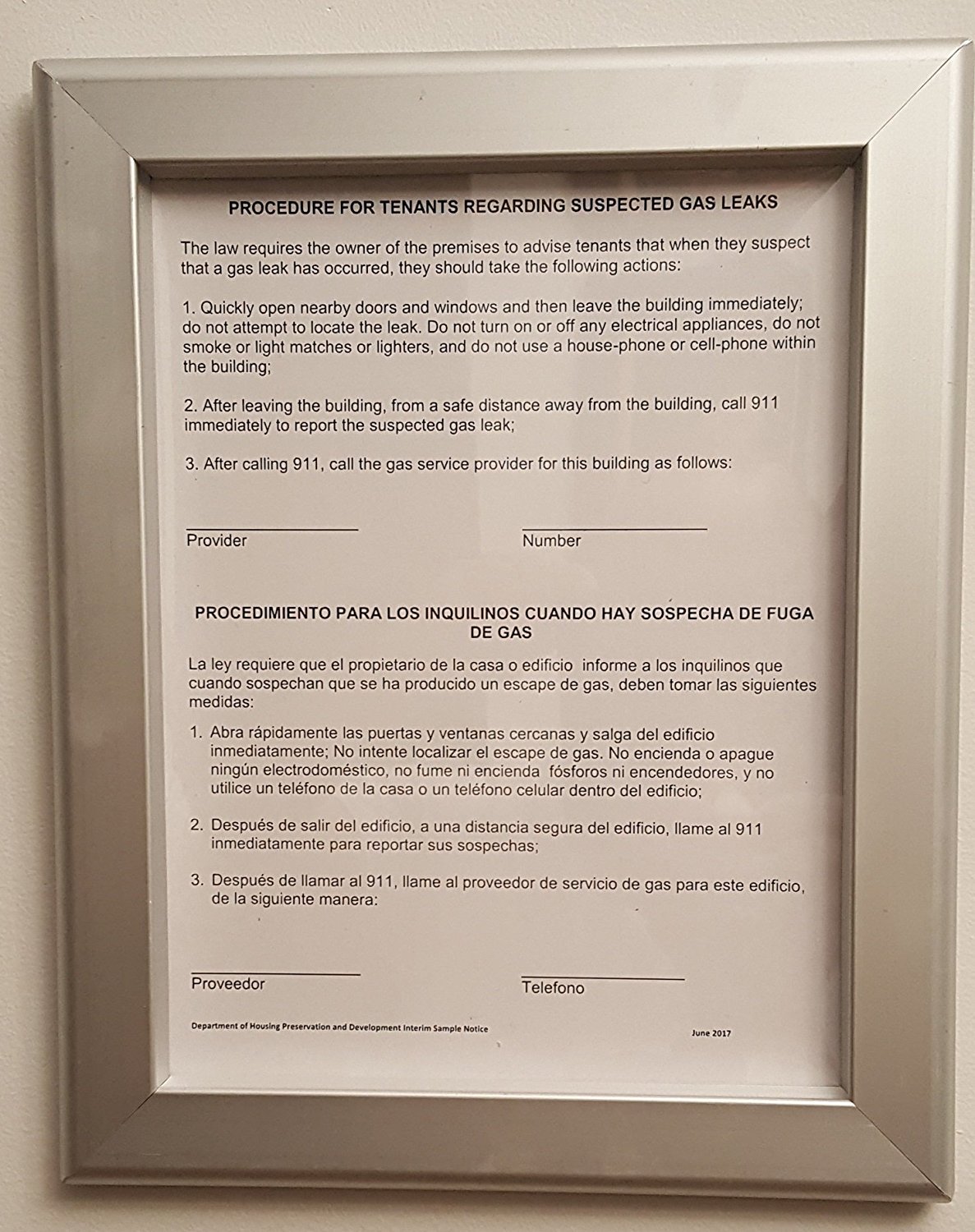 HPD Gas Notice Frame 8.5 x 11( Heavy Duty - Aluminum)-REF24-1027 | eBay
