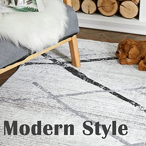 Area Rug 4x6 Entryway Rug Moroccan Rug Black 4'x6' Parallelogram Black ...