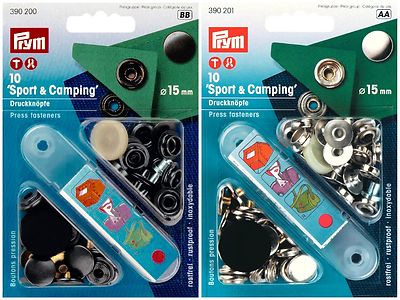10 Prym 15mm Heavy Duty Press Studs Snap Fasteners Oxy Black or Silver ...