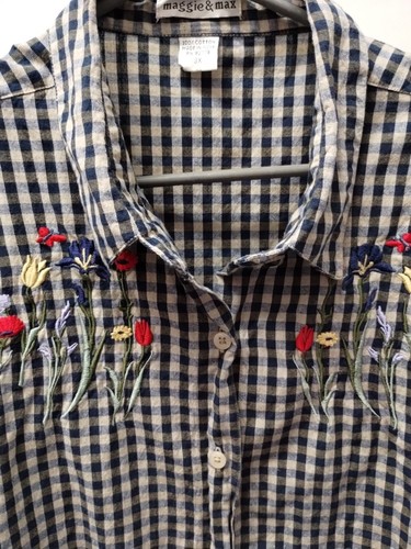 Maggie & Max Short Sleeve Shirt Size 3X Embroidered Flowers | eBay