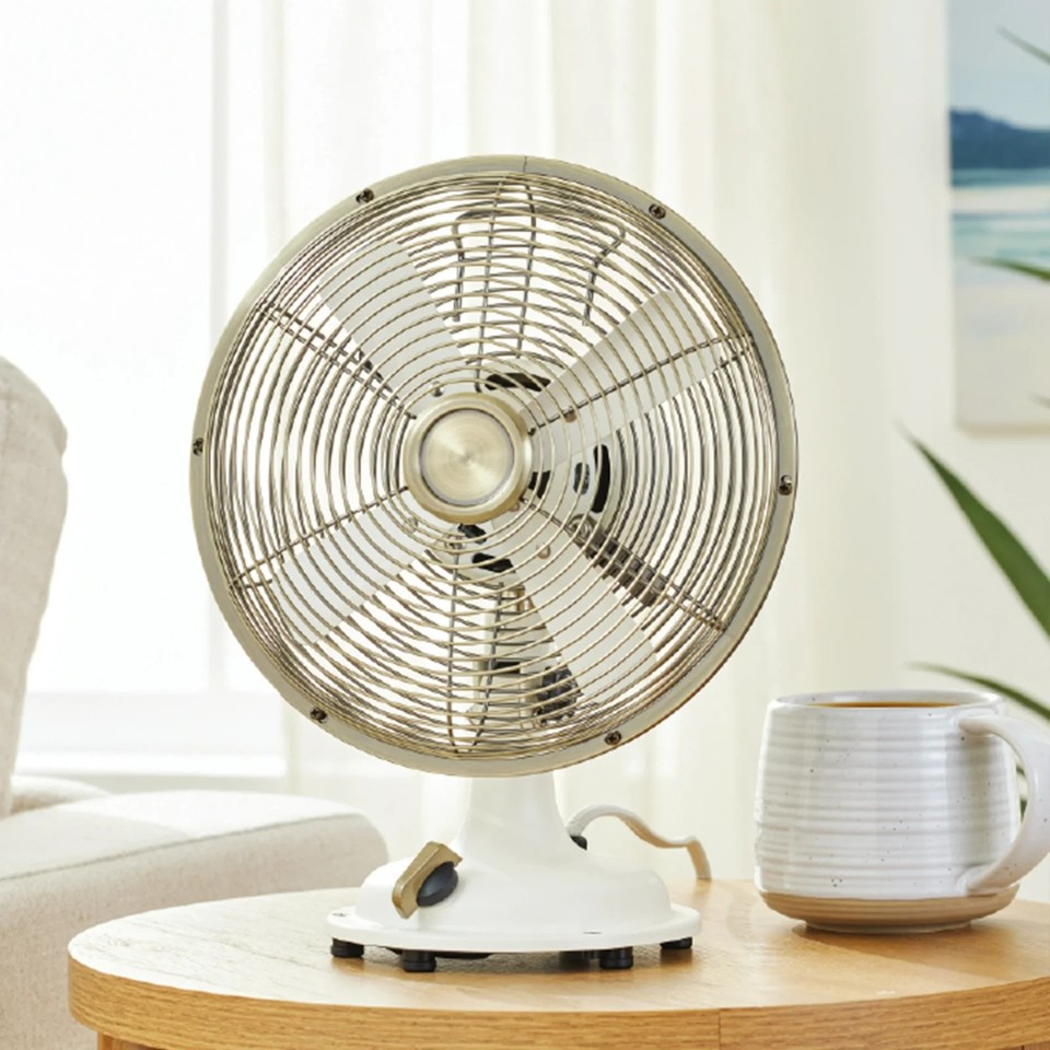 New Sale Better 8" Retro Table Fan – White, 3-Speed, Metal, Oscillating ...