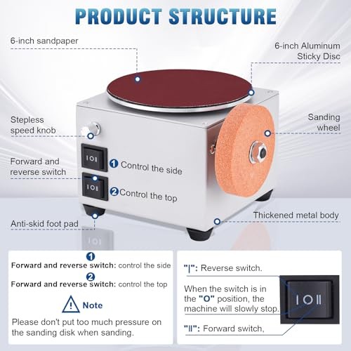 6 Inch Benchtop Disc Sander and 3 Inch Bench Grinder Machine for Wood ...