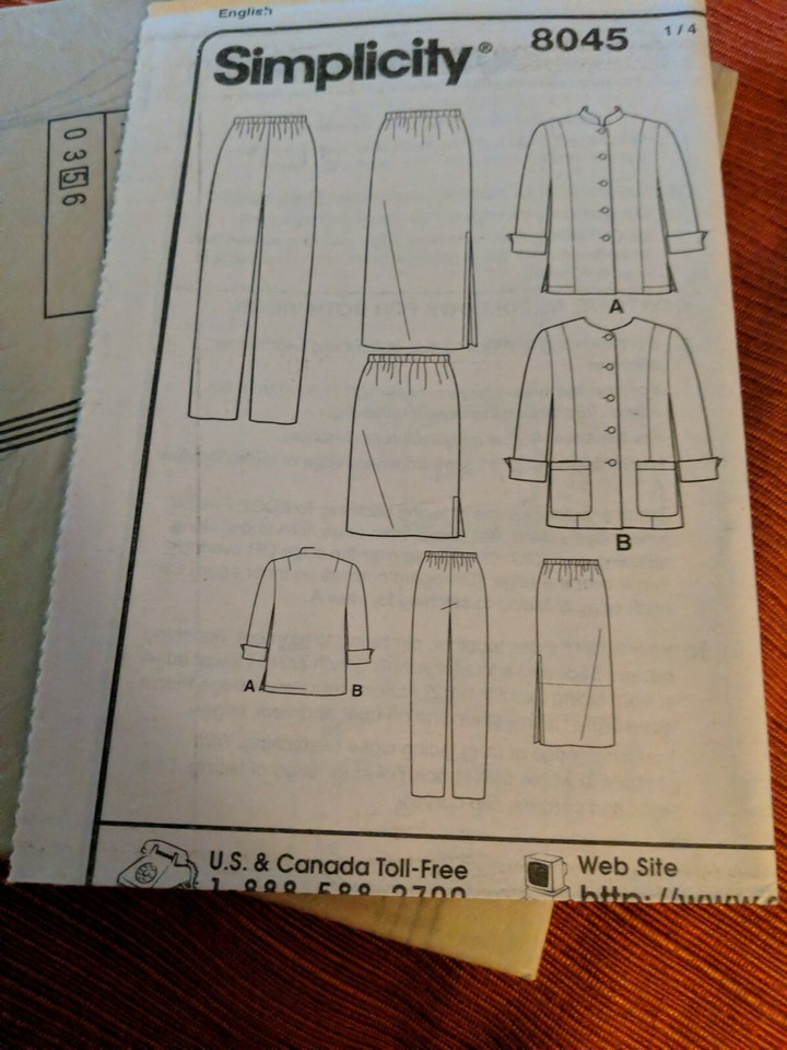 Simplicity 8045 Plus Womens Jacket Pants Skirt Sewing Pattern Uncut 18W ...