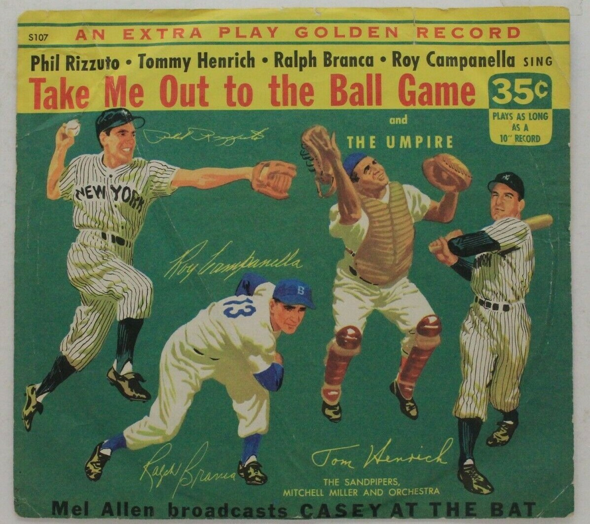 1952 Take Me Out Ball Game Little Golden 45 Record Rizzuto Campanella ...