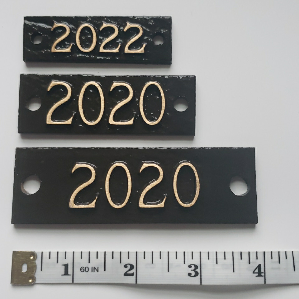 2009 Headstone Monument Date Plate Cast Bronze 1-1/4" x 4" Replacemt Yr ...
