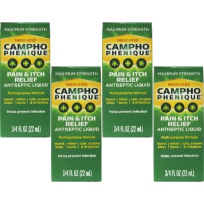 4 Pack Campho Phenique Pain and Itch Relieving Antiseptic Liquid 0.75Oz ...