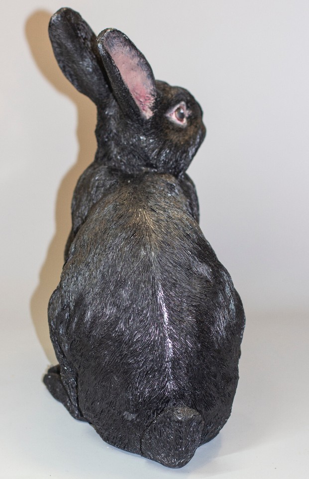Black Rabbit Urn Memorial Statue Pet Ashes Bunny Loss Funeral Grave ...