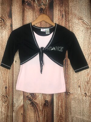 Girls Top Moret Active Girl Pink Dance Top Bling Studs Graphics Size 8/ ...