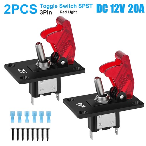 2x Toggle Switch Heavy Duty 12V DC 20A Rocker Switch SPST On/Off 2 Pin ...