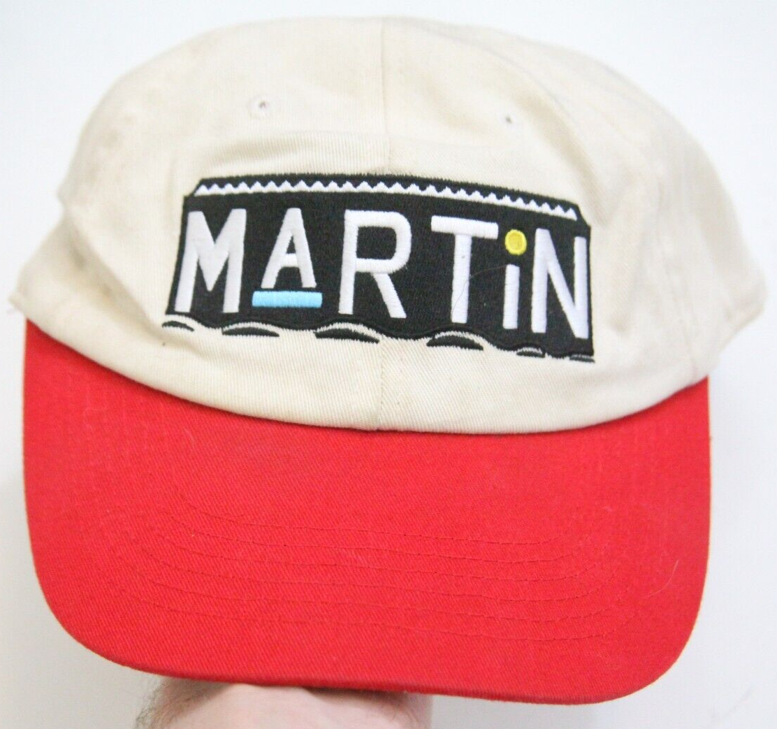 Vintage Martin Off White & Red Strap Back Cotton Hat Cap One Size Fits ...