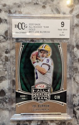 Joe Burrow RC 2020 Sage All Rookie Team #RT1 Graded BCCG 9 Card LSU ...