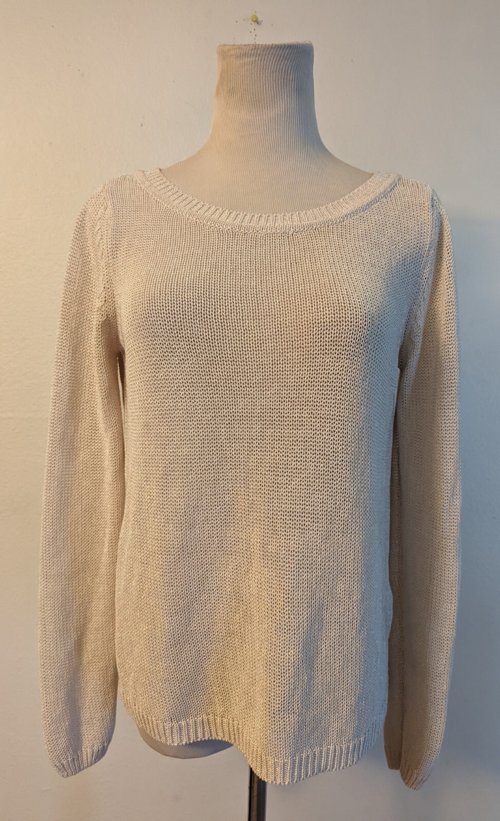 Massimo Dutti women sz S Split Back Sweater long sleeves beige 2671 | eBay