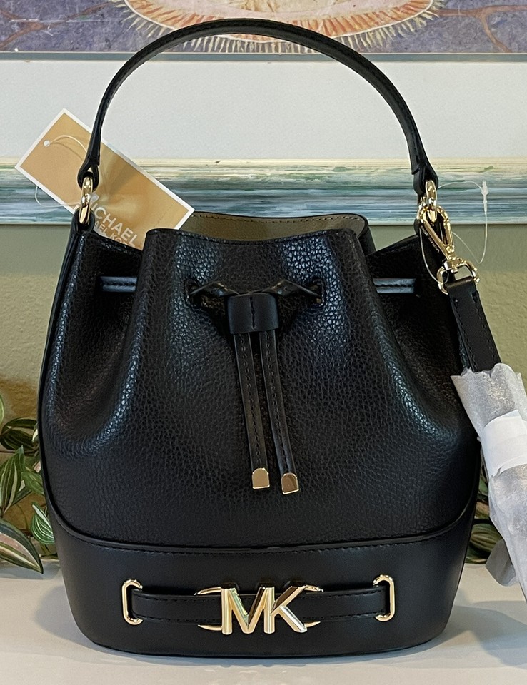 MICHAEL KORS REED MEDIUM SMALL BUCKET CROSSBODY SHOULDER BAG MK BLACK ...
