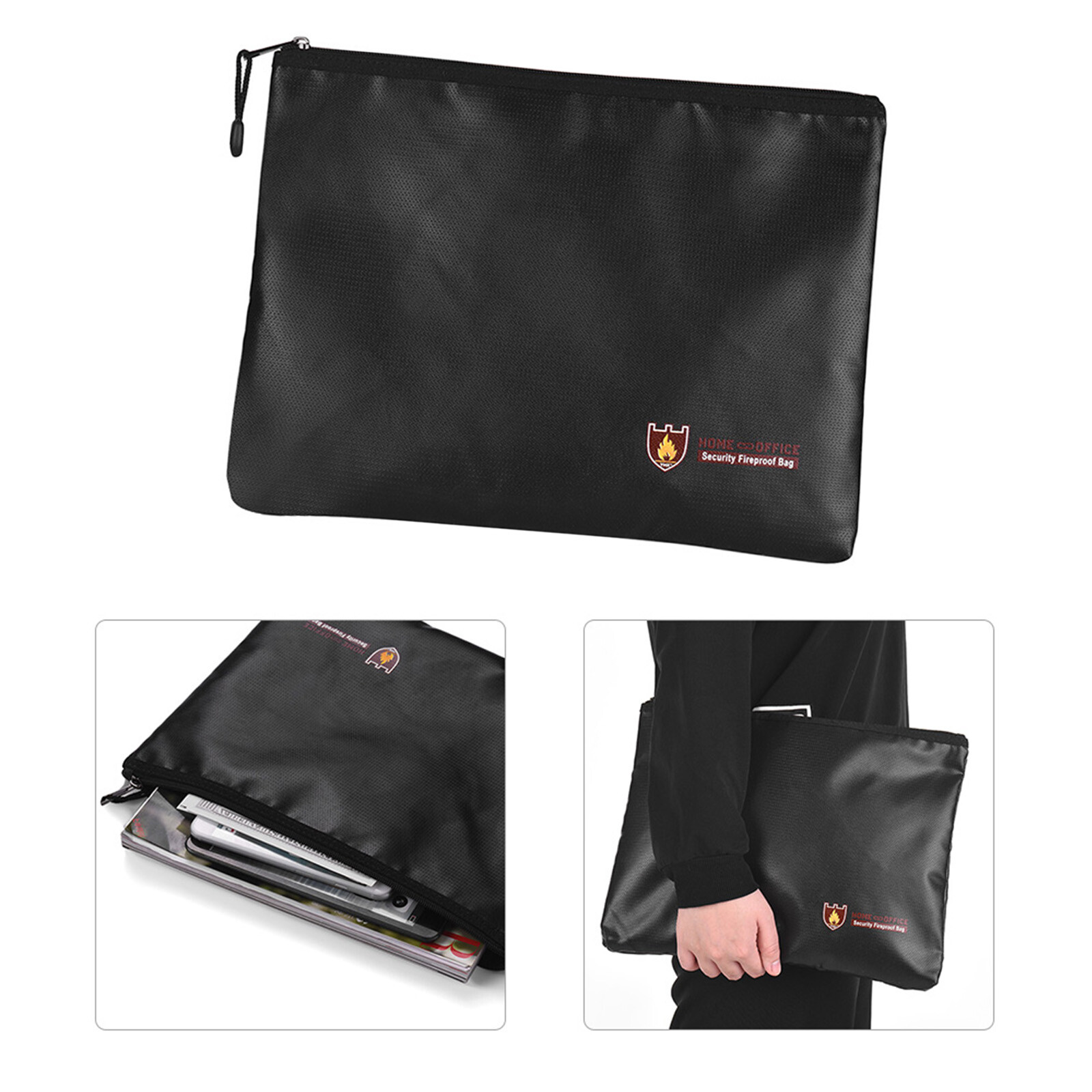 Large Fireproof Waterproof Document Bag Safe Money Cash File Protect ...