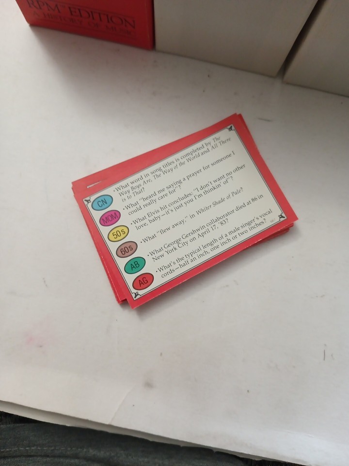1985 Trivial Pursuit RPM Edition History Of Music Subsidiary Card Set ...