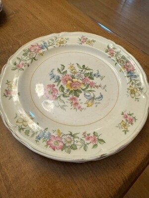 Vintage Edwin M. Knowles China Co. Floral Flower Pattern 10" Dinner ...